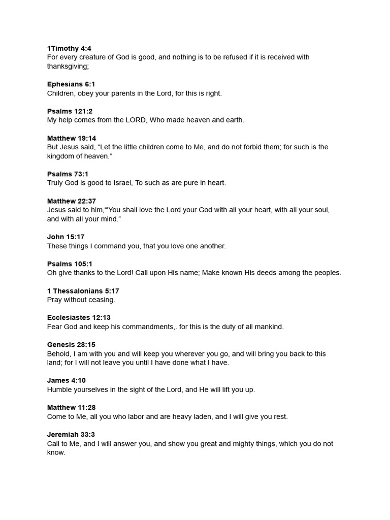 Scripture Portion For The Aged of 6 and Below | PDF