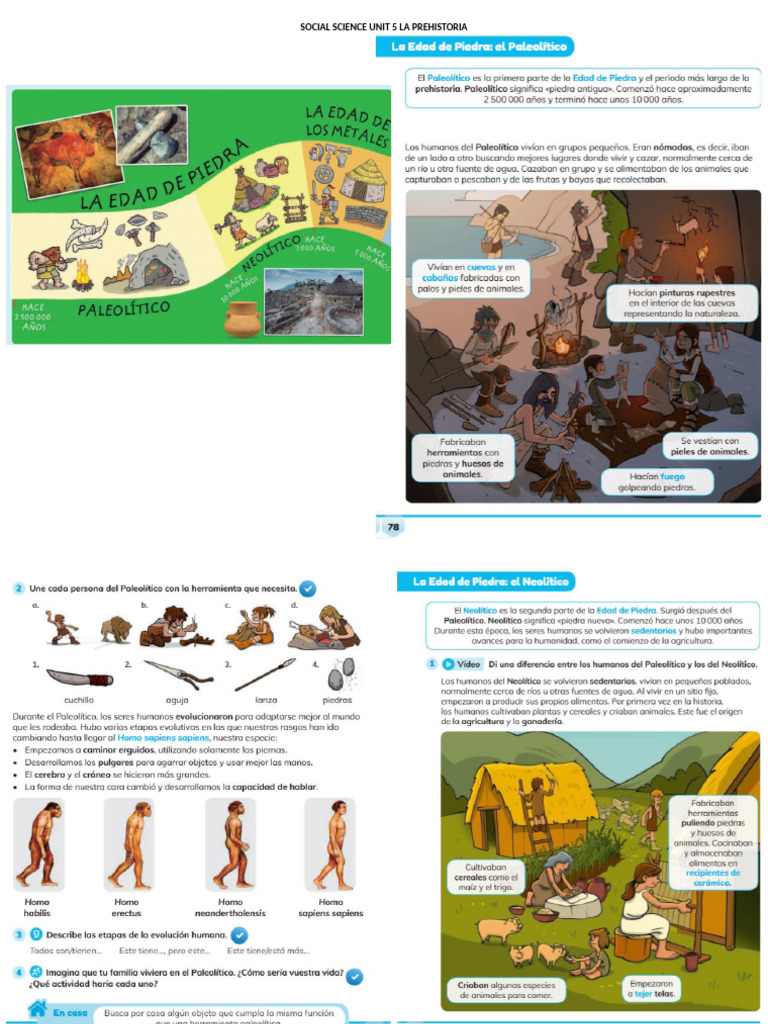 4º Social Science Unit 5 La Prehistoria | PDF