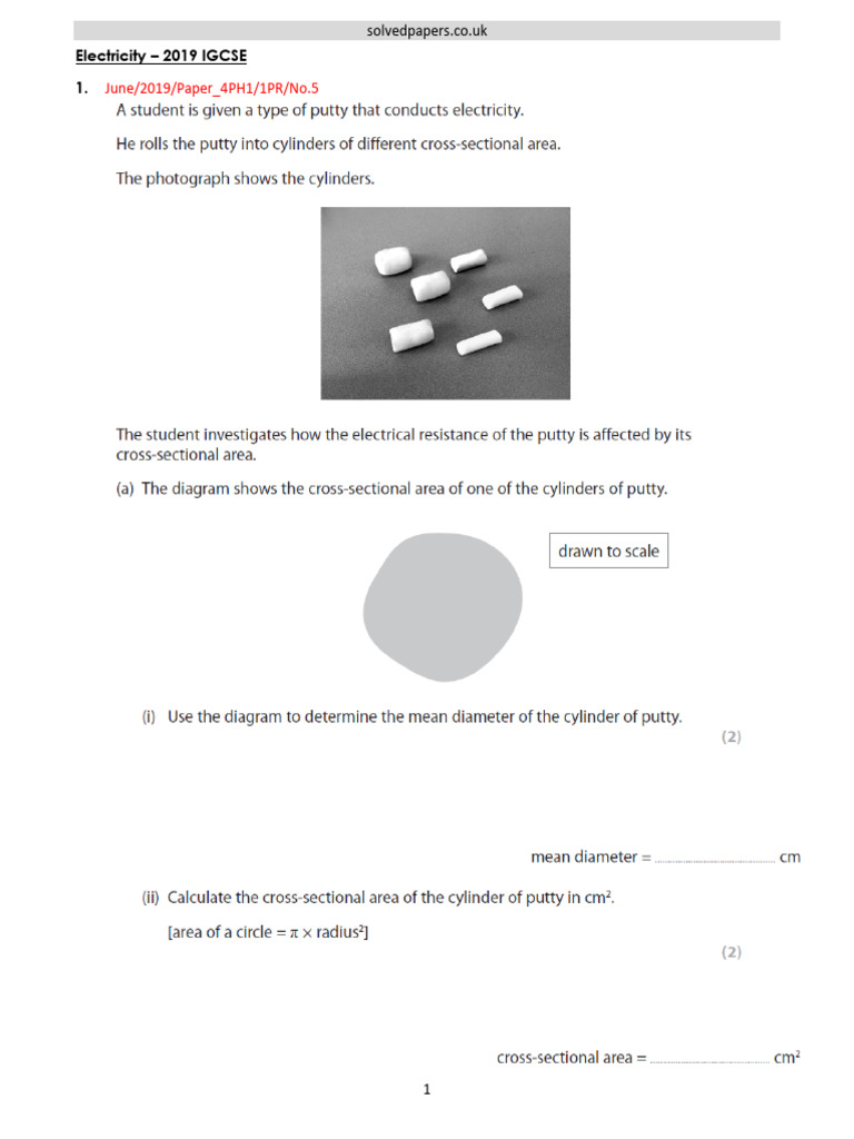 2019 Electricity Edexcel IGCSE Physics | PDF