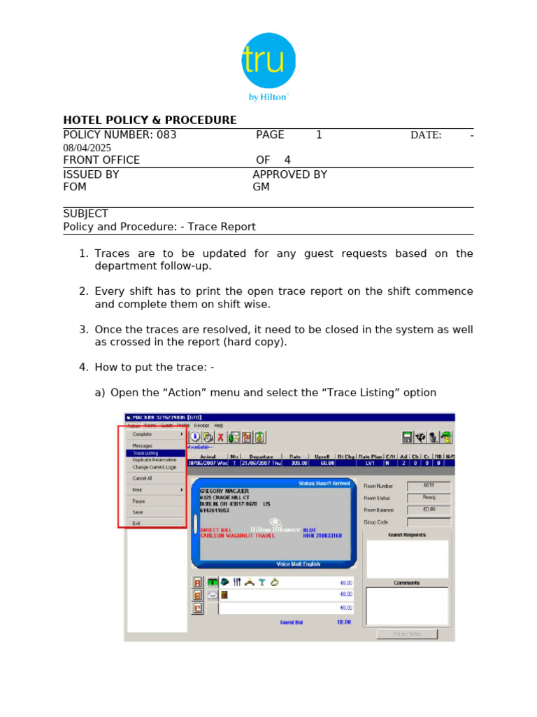 83. Trace Report | PDF