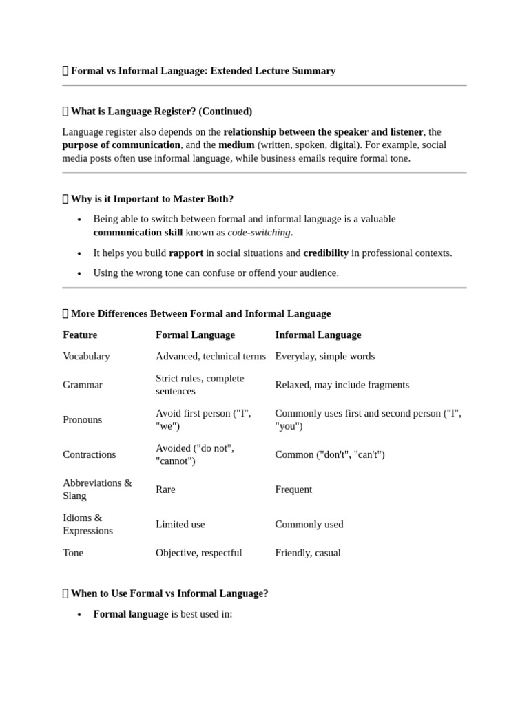 ? Formal Vs Informal Language | PDF | Jargon | Learning