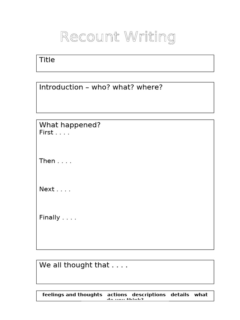 Recount Writing Frame | PDF