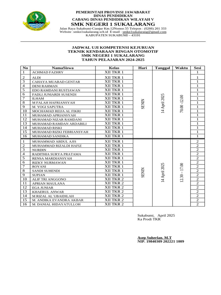 Jadwal Ujikom 2025,. | PDF