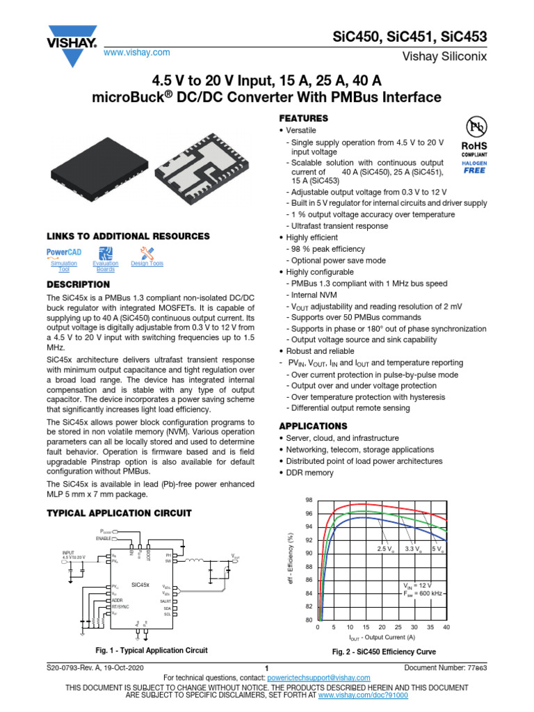 SiC450 VISHAY DC 2 DC CONVERTER | PDF | Manufactured Goods | Electrical Engineering