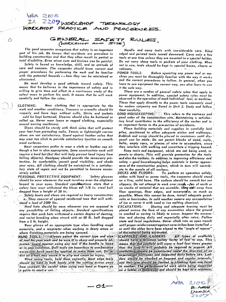 General Safety Rules in A Workshop | PDF