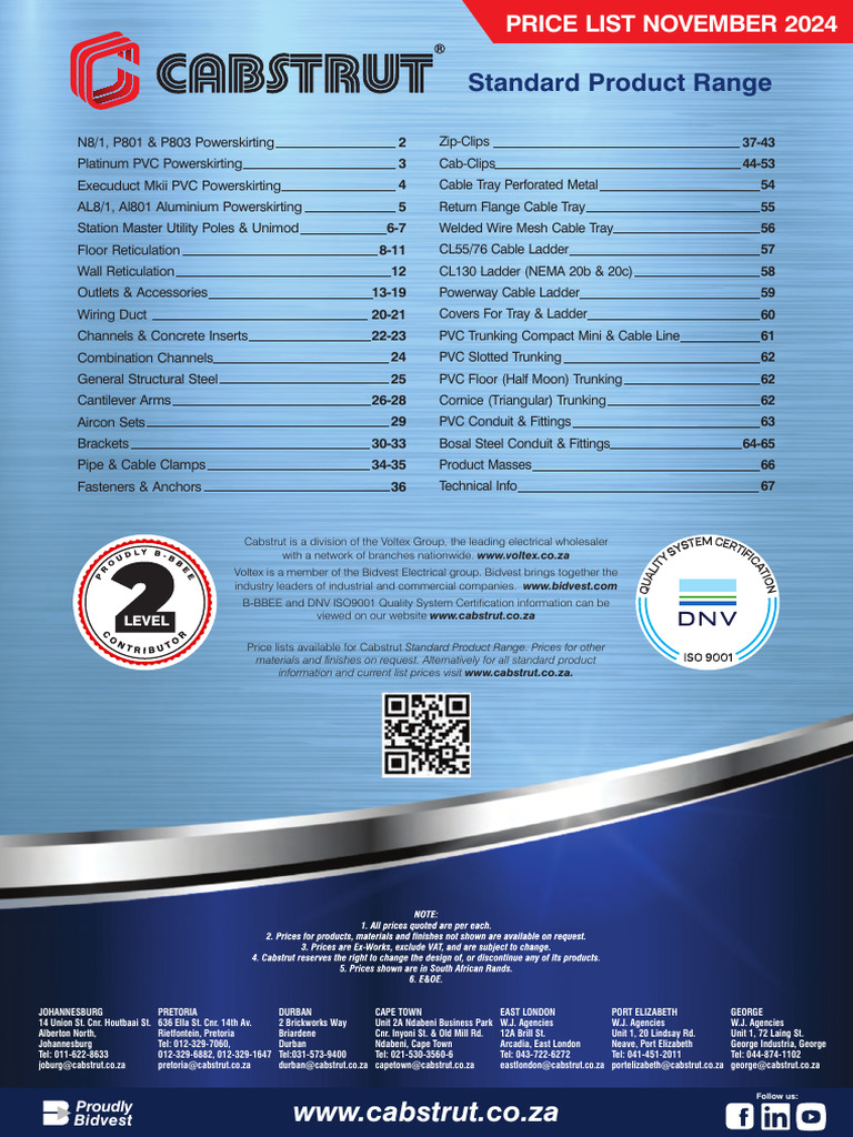 Cabstrut Product Pricing Nov 2024 | PDF | Electrical Wiring | Pipe ...