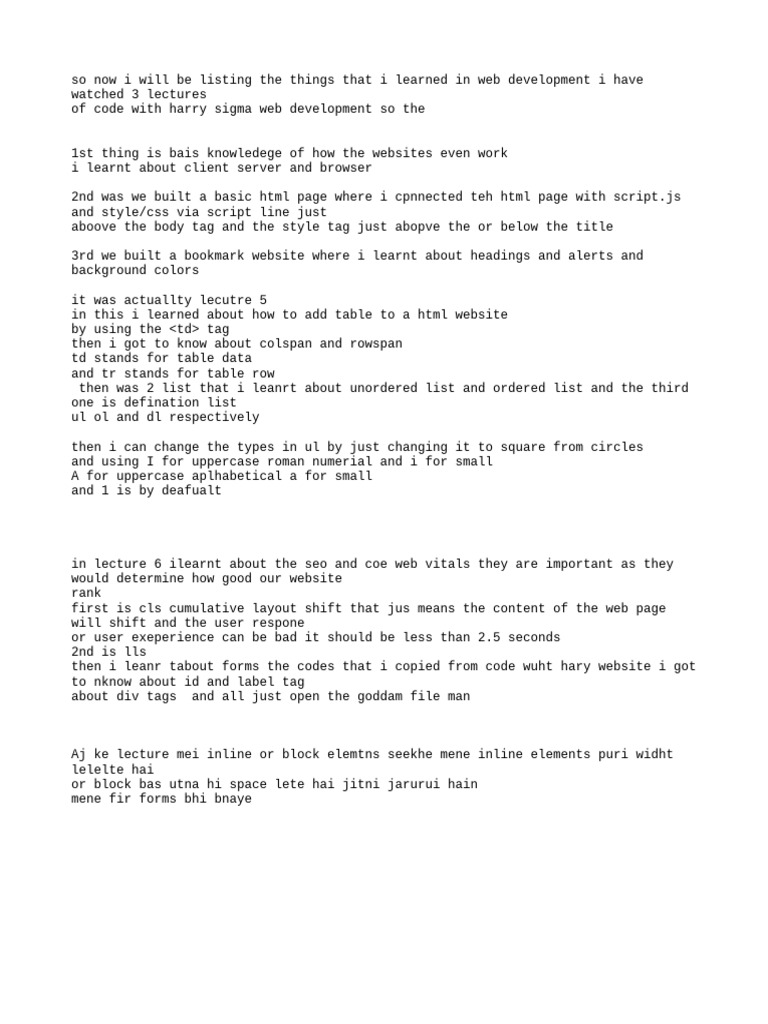 Sigma Web Development Learnings | PDF