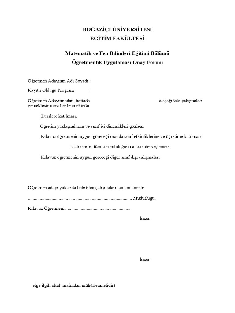 Staj Bitirme Formu | PDF