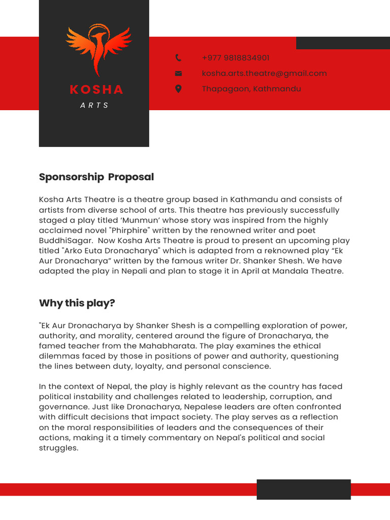 Collaboration Proposal For Play Arko Euta Dronacharya-3 | PDF | Nepal