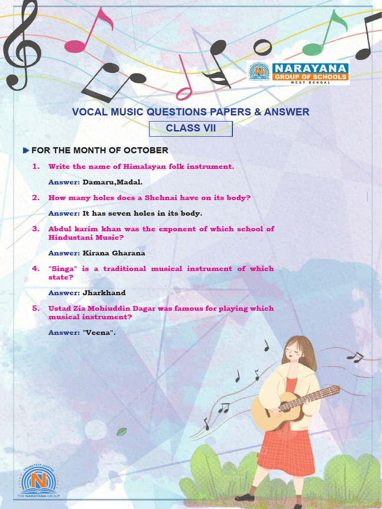 Music Question Paper & Answer-C-VII | PDF | Musicology | Classical And ...