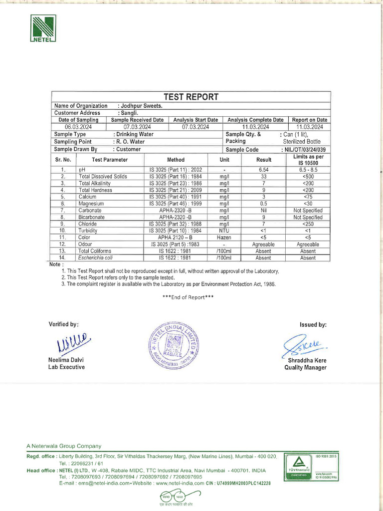 Nabl Water Report | PDF