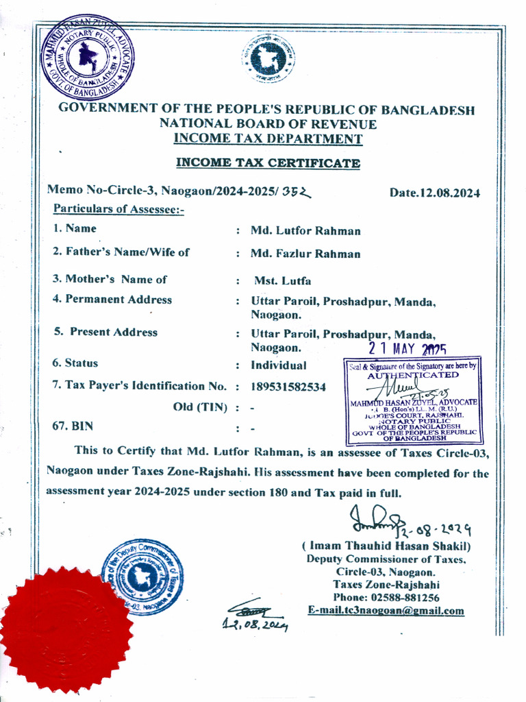 Tax Certificate | PDF