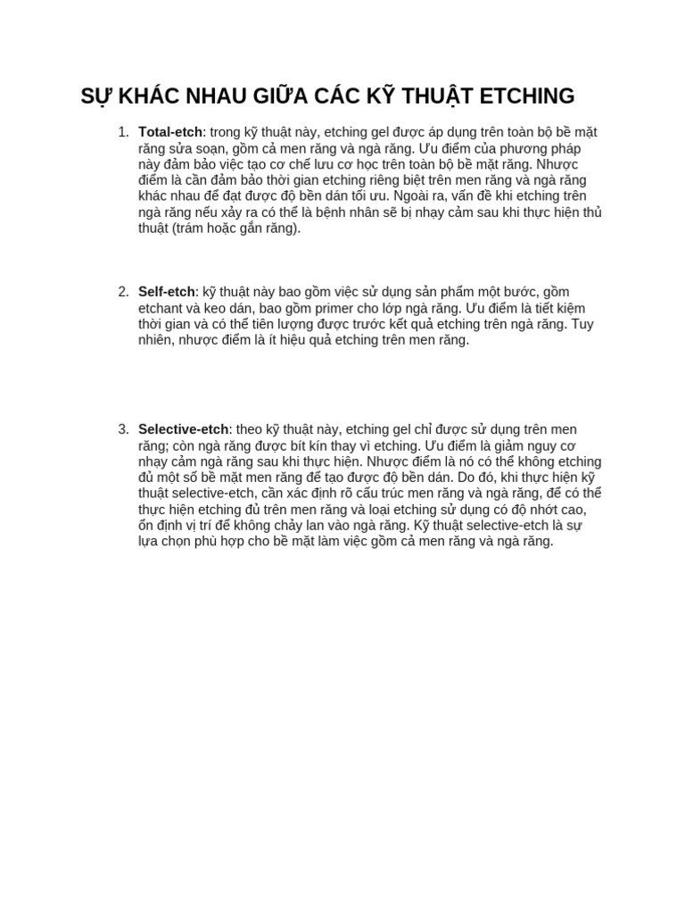 Sự Khác Nhau Giữa Các Kỹ Thuật Etching | PDF