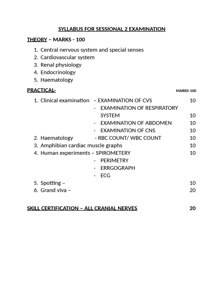 Syllabus For Sessional 2 | PDF