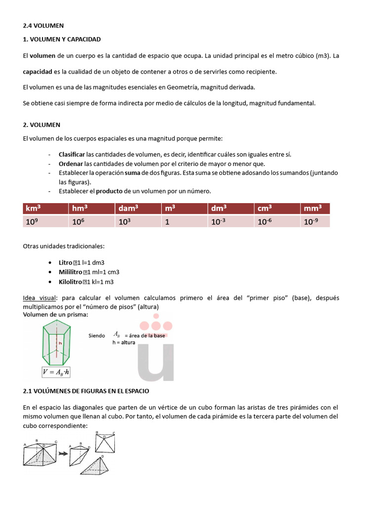 Definición y Cálculo del Volumen | PDF