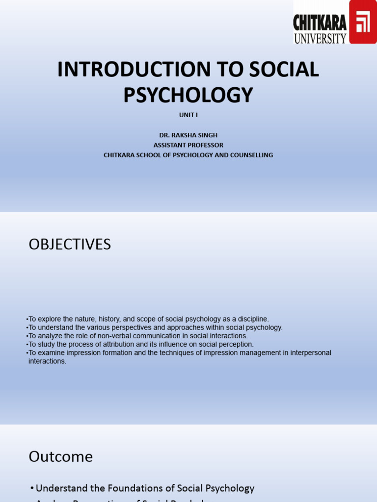 Introduction To Social Psychology Unit I Notes | PDF | Social ...