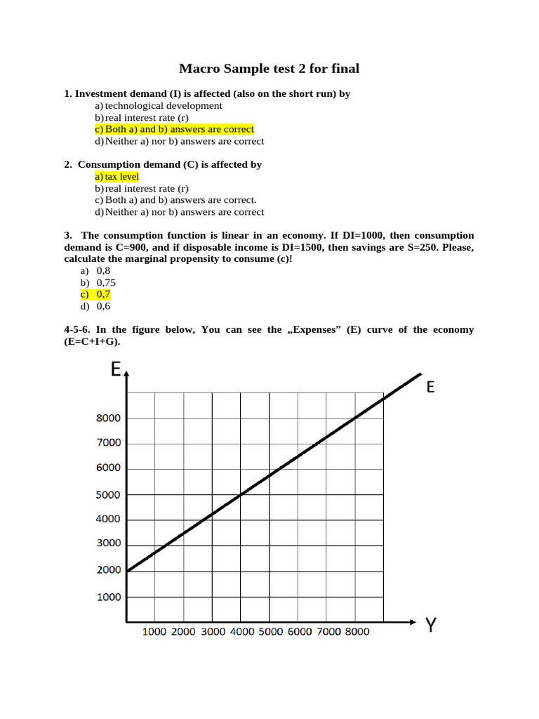 Macro Sample Test 2 For Final | PDF | Economic Equilibrium | Economies