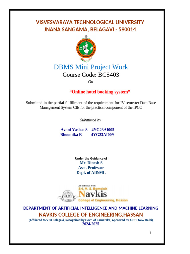 Dbms-Project Tittle Page | PDF