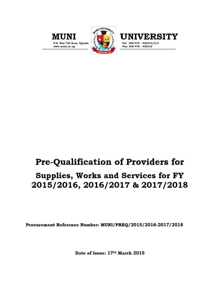 Muni University Pre-Qualification Guide 2015 | PDF | Bankruptcy | Joint ...