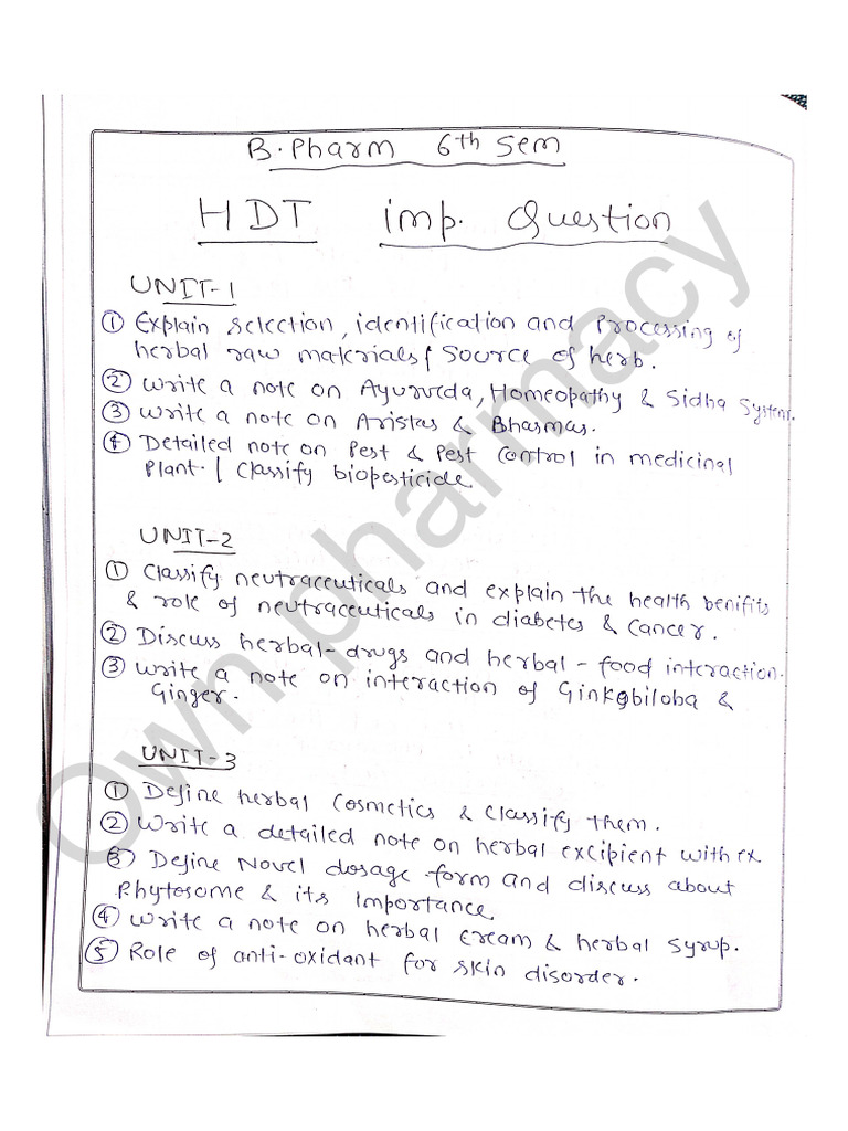 HDT Imp Questions | PDF