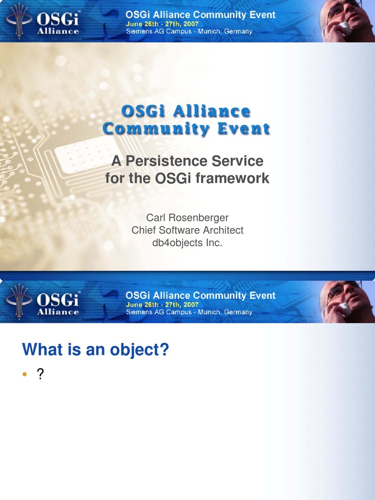 A Persistence Service For The Osgi Framework: Carl Rosenberger Chief ...