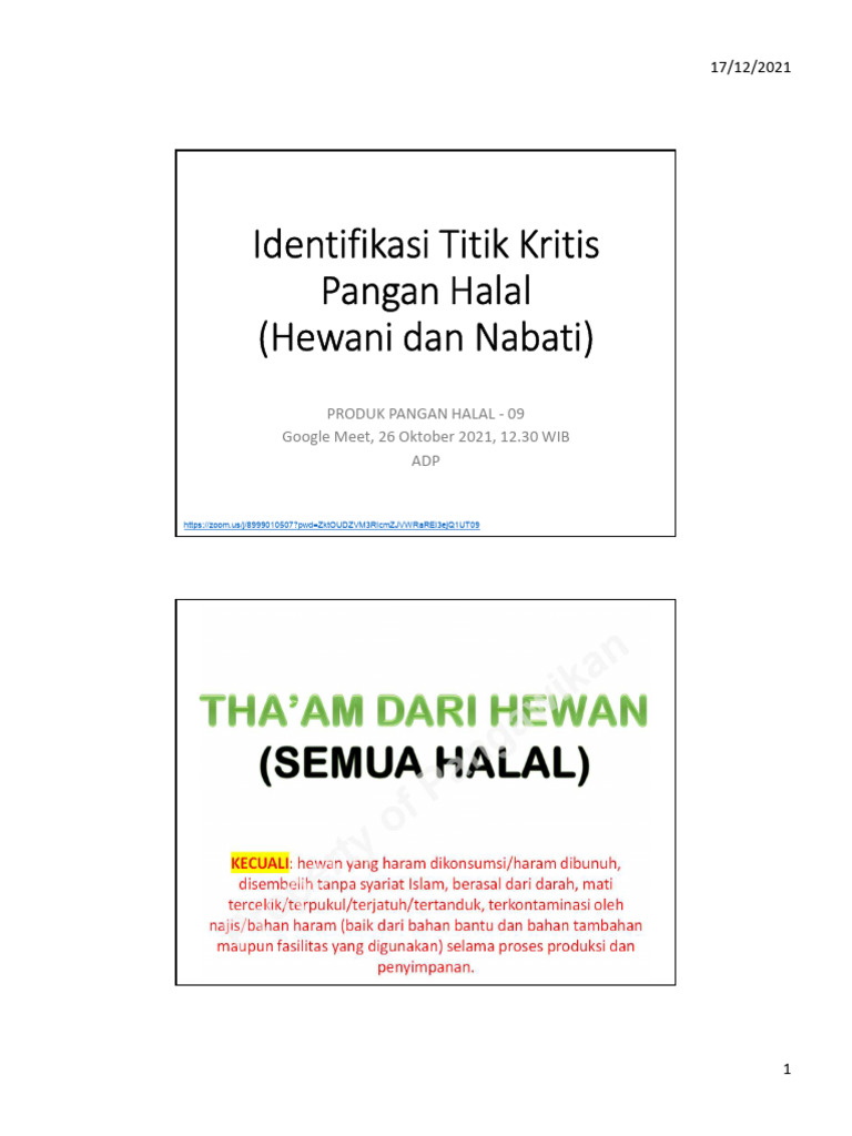 Identifikasi Titik Kritis Pangan Halal (Hewani Dan Nabati) (261021) | PDF