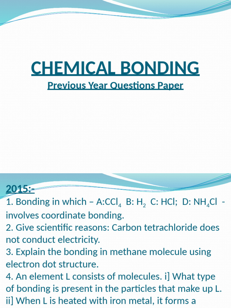 Chemical Bonding Question Paper | PDF