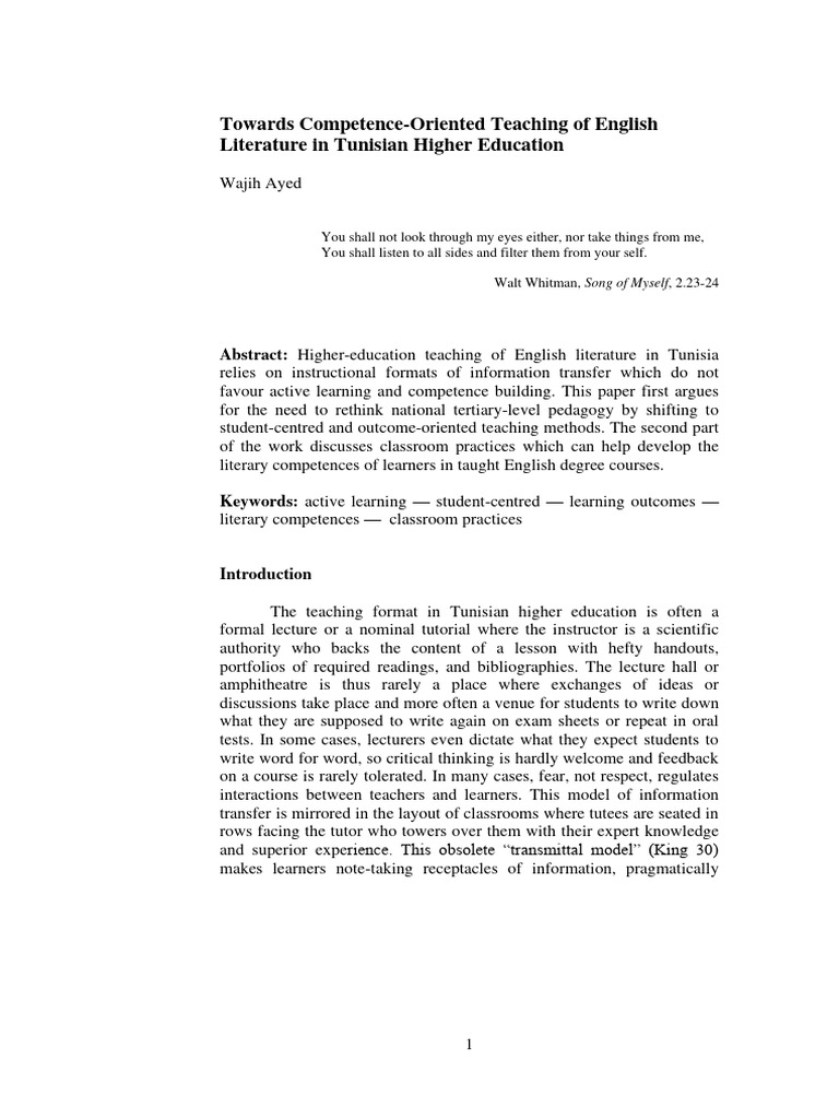 Towards Competence Oriented Teaching of | PDF | Teaching Method | Educational Assessment