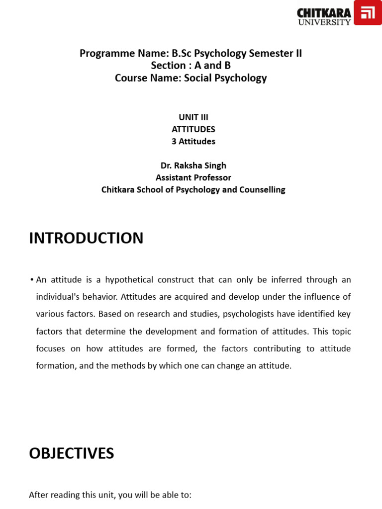 UNIT 3 ATTITUDES PPT - Autosaved | PDF | Attitude (Psychology) | Prejudices