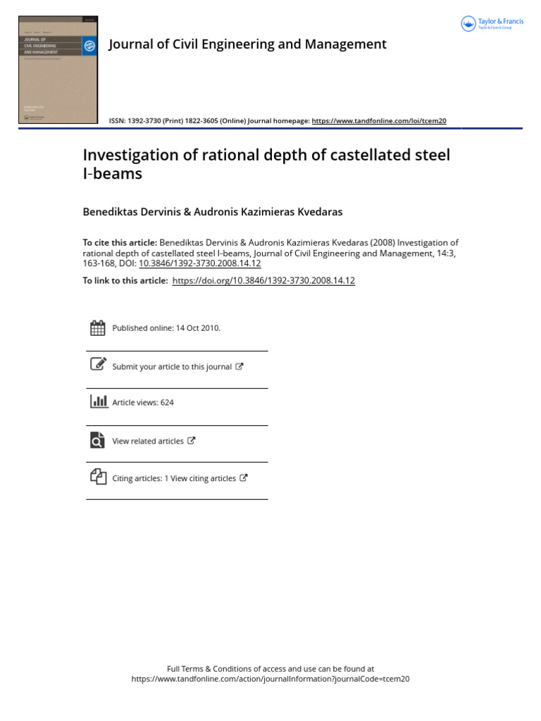 Investigation of Rational Depth of Castellated Steel I Beams | PDF ...