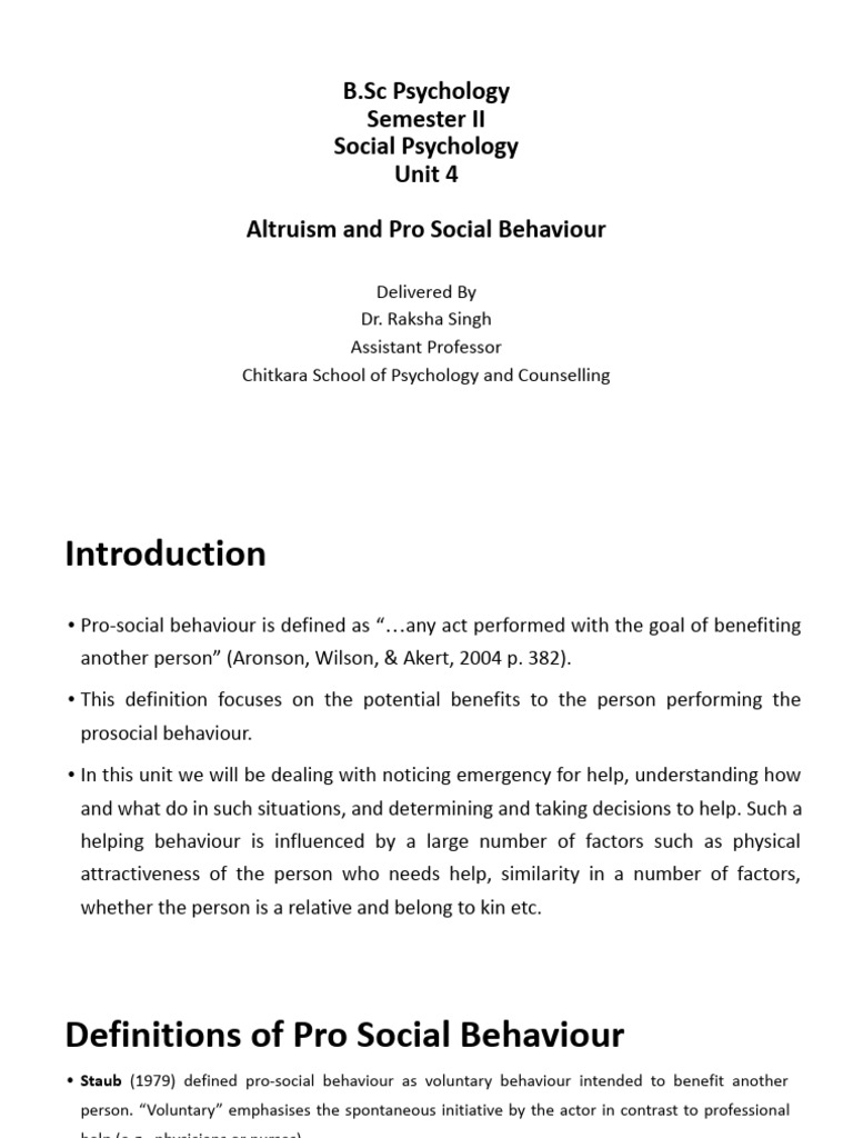 Altruism and Pro-Social Behavior Explained | PDF | Altruism | Empathy