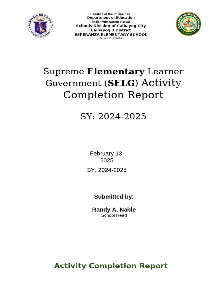 Activity Completion Report SELG | PDF | Elections | Teachers