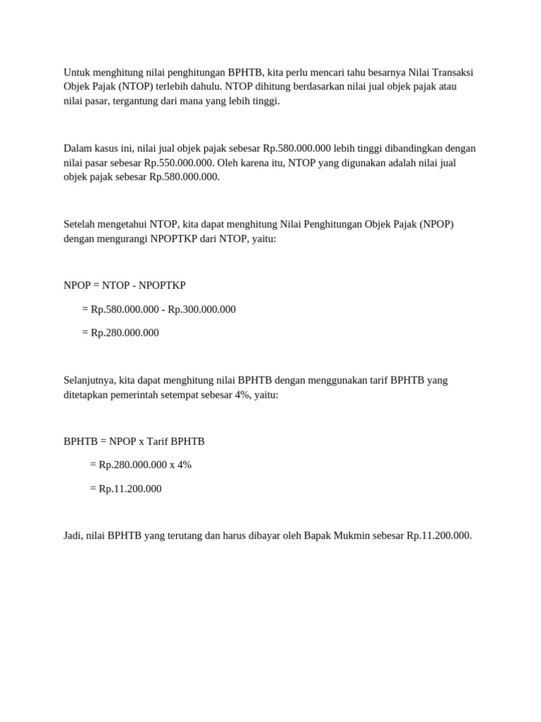 Untuk Menghitung Nilai Penghitungan BPHTB | PDF