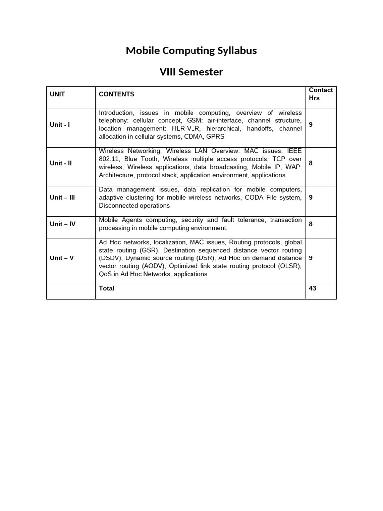 Mobile Computing Syllabus | PDF