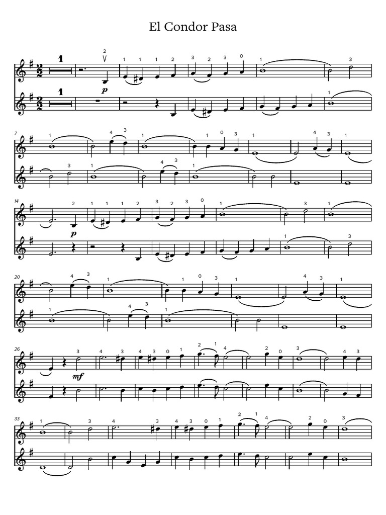 2025-05-05 El Condor Pasa Violin Duet | PDF