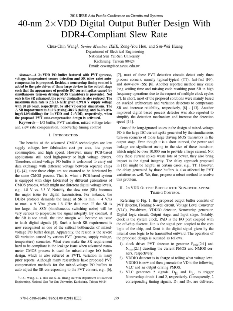 40-nm 2VDD Digital Output Buffer Design With DDR4-Compliant Slew Rate | PDF | Logic Gate | Cmos