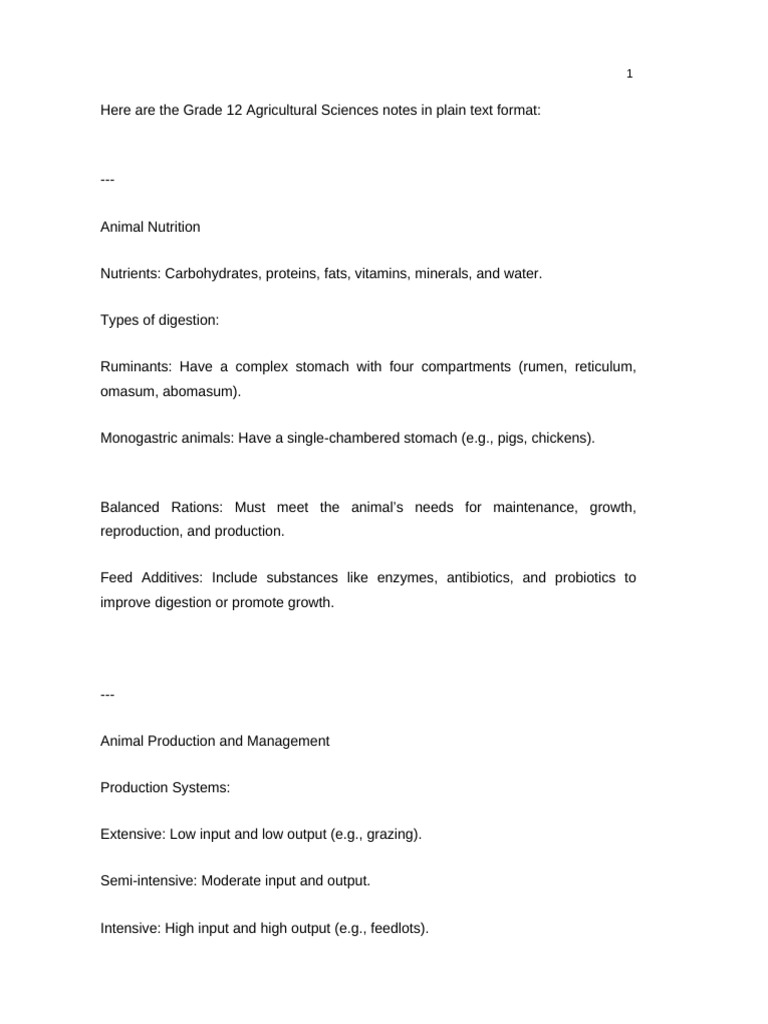 Agricultural Science Notes Grade 12 2025 | PDF