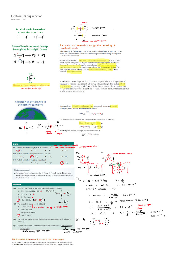 Electron Sharing Reaction | PDF