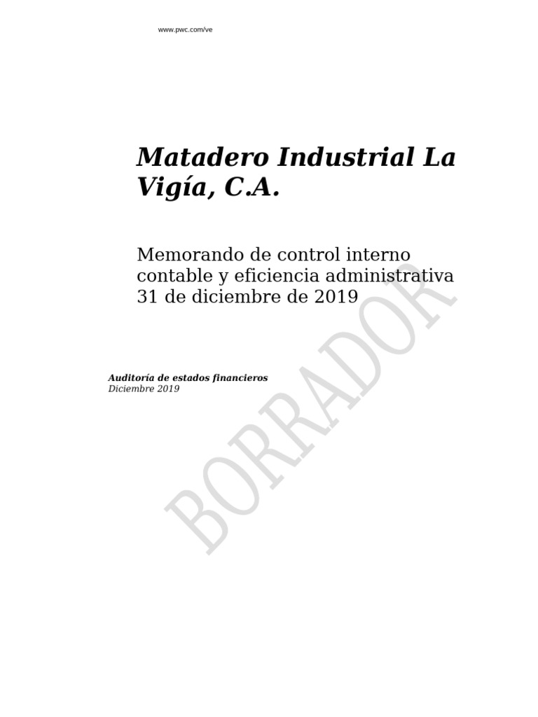Minlavica Memo Control Interno | PDF | Contabilidad | Bancos