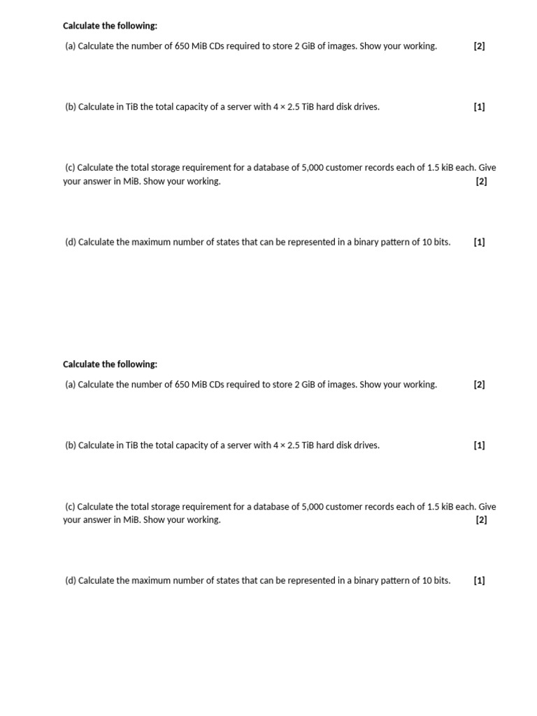 AS Computer Science Information Representation Questions 1 | PDF
