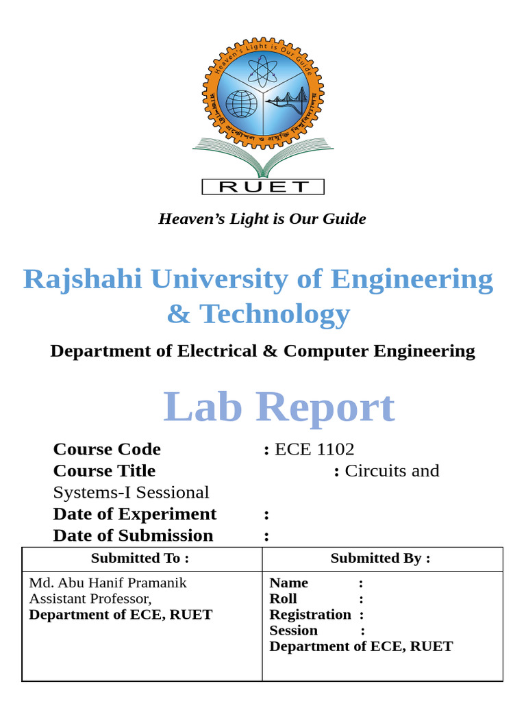 ECE 1102 Lab Report Front Page Format | PDF