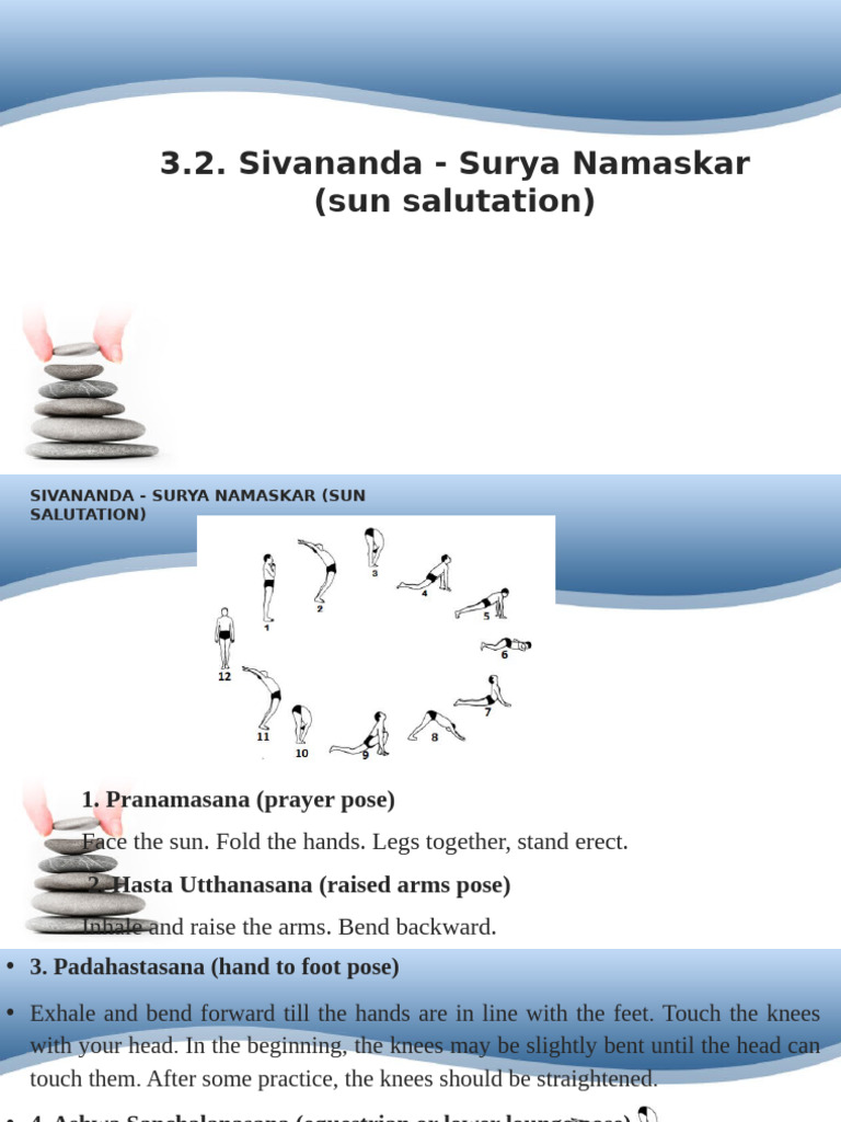 3.2. Sivananda - Surya Namaskar (Sun Salutation) | PDF