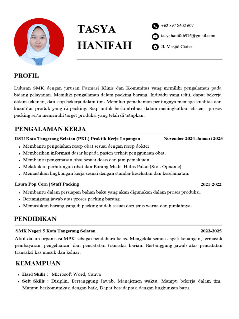 Putih Polos Profesional Klasik CV Resume Digital Marketing Template ...