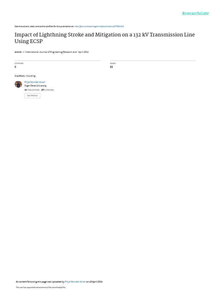 Impact of Lighthning Stroke and Mitigation On A 132 KV Transmission Line Using ECSP | PDF ...