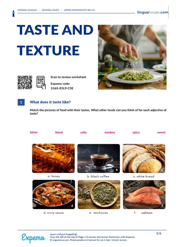 Taste and Texture Vocabulary Guide | PDF | Taste | Adjective