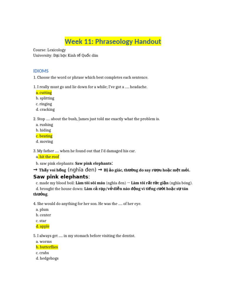 Week11 Phraseology Handout | PDF