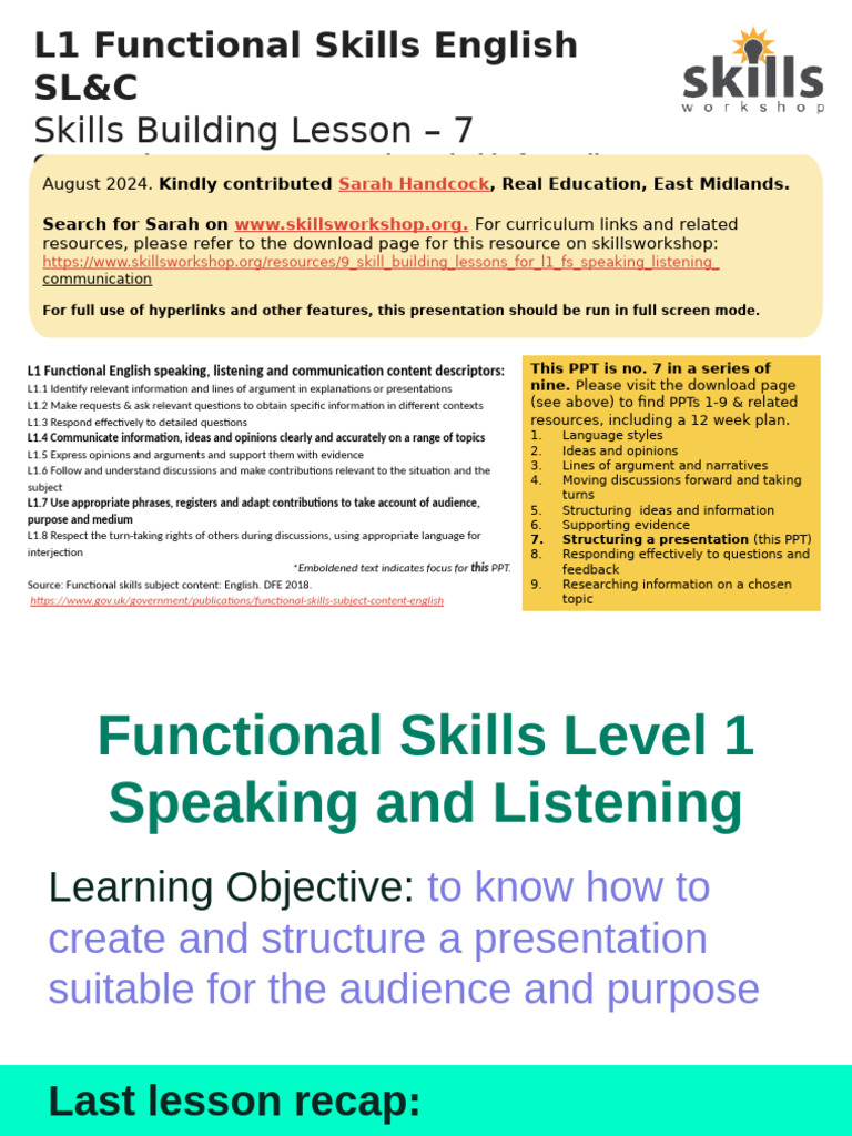 L1slclesson 7 Presentation | PDF | Communication | Information