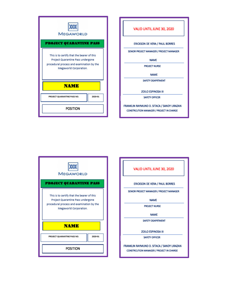 Project Quarantine Pass | PDF