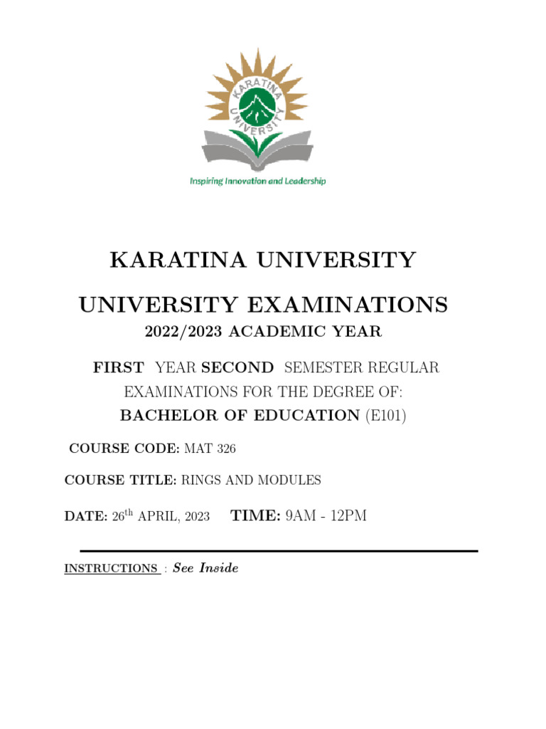 LECT 12 Sample Questions For CAT 2 | PDF | Ring (Mathematics) | Mathematical Objects