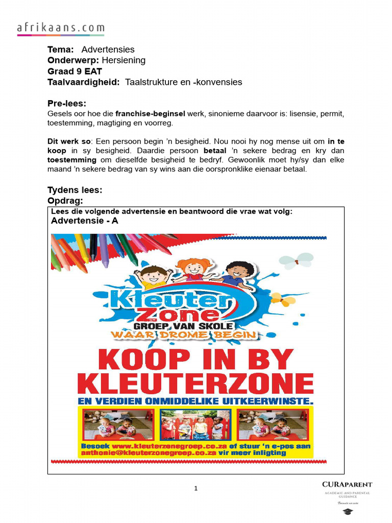 Graad 9 Advertensie | PDF